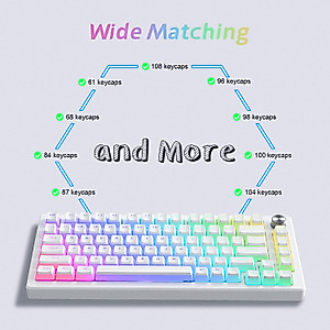 Womier Pudding Keycaps, PBT Keycaps 165 Keys Set Custom Keycap Set, Shine Through Keycaps OEM Profile, Universal Compatiability for 100%, 75%, 65%, 60% Keyboard-White