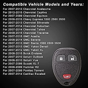 Keyless Entry Remote Control Car Key Fob Replacement for Chevy Silverado Traverse Avalanche Equinox Express/GMC Acadia Savana Sierra/Pontiac/Saturn Vue Outlook with Uncut Trunk Car Remote Fob (1PACK)