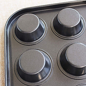 Angoily Mini Muffin Pan Mini Muffin Pans Nonstick 12 Cup Cupcake Pan Muffin Tin Steel Baking Molds Muffin Tray for Homemade Muffins Cupcakes Quiches and Frittatas Black Candy Mold