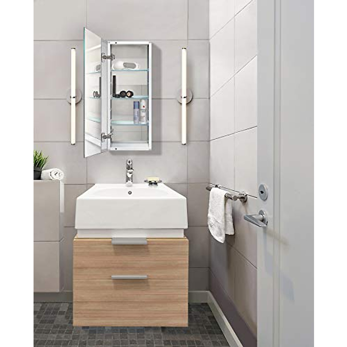 Krugg Medicine Cabinet | Recess or Surface Mount | Blum Hinge 170 Degree Soft Close | (12"x30")