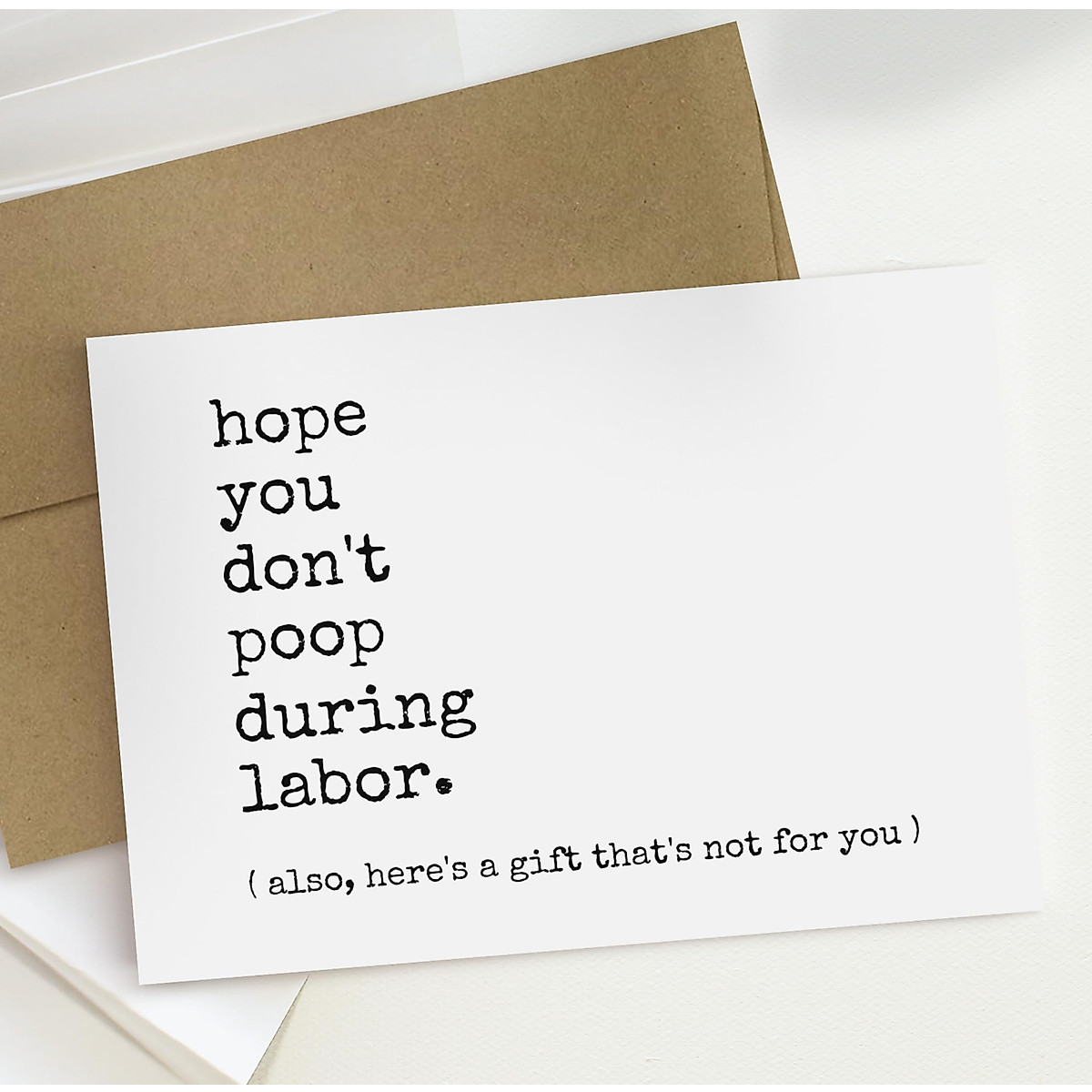 Funny Baby Shower Card For Boy Or Girl. Hope You Don't Poop During Labor Card. Funny Gender Neutral Baby Shower Card. Baby Shower Greeting Card.