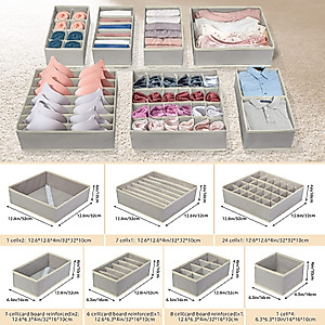 12PCS Drawer Organizers for Clothing, 53 Cell Bra Sock Underwear Drawer Organizer Fabric Foldable Dresser Drawer Divider Closet Organizers and Storage Boxes for Baby Clothes Bras Socks Lingerie (Grey)
