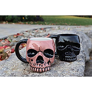 Skeleton Skull Shaped Halloween Ceramic Coffee Mug - Set of 2-15 oz