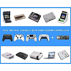 Mini Converter- Wireless Controller Adapter for NeoGeo Mini/Genesis Mini/TG16 Mini/PS Classic/NES SNES Classic/Astro City Mini, Gaming Controller Adapter for PS5/PS4/Xbox one/Switch Pro Controller