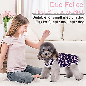 Due Felice Dog Surgery Suit Female Spay Recovery Suit for Dogs Surgical Recovery Suit for Female Dog Neuter Recovery Suit Male Dogs Onesie for Surgery Fits Small Medium Dog Love/Flower/X-Small