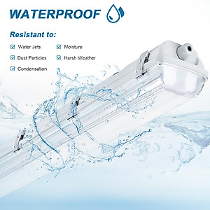 BRILLIHOOD LED Vapor Proof 4ft Light Fixture, 36 Watt, 4000lm, 6000K (Bright White), Clear Cover, IP65 Waterproof 4' Long Overhead Shop Light, Indoor/Outdoor Lighting, 1-Pack