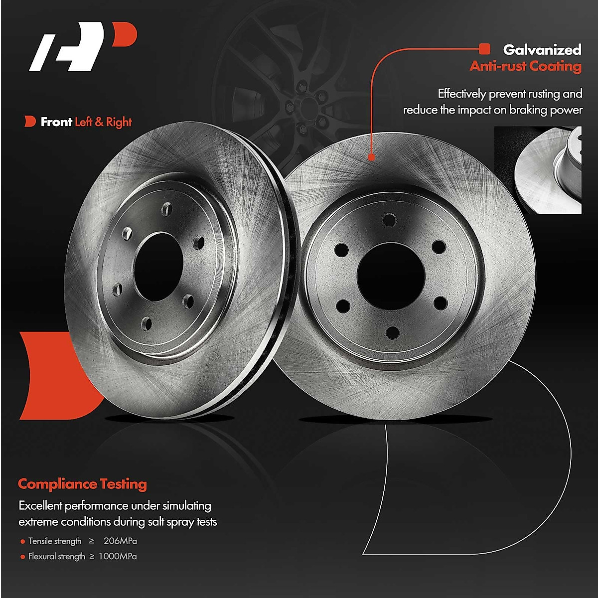 A-Premium 11.65 inch (296mm) Front Vented Disc Brake Rotors Compatible with Select Nissan and Suzuki Models - Frontier 2005-2022, Pathfinder 2004-2012, Xterra 2005-2015, Equator 2009-2012, 2-PC Set