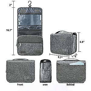 Hanging Toiletry Bag Large Capacity Men and Women Waterproof Travel Cosmetic Bag Bathroom Storage Bag (Grey)