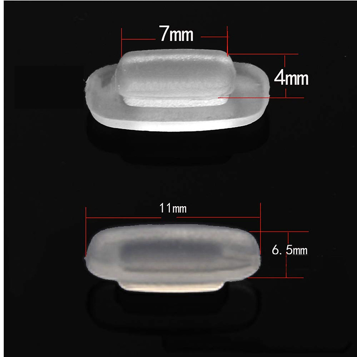 Eyeglass Nose Pads Pieces 11mm 4Pairs Replacement Square Rectangle Push Slide Slip in Silicone Nosepads for Eye Glasses Eyeglasses Sunglasses Costa Maui and More