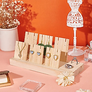 PH PandaHall Earring Holder Jewelry Display Wood Earring Necklace Stands with 6pcs Earring Cardboard Wood Earring Display Stands for Selling Earring Showing Jewelry Displaying Business Card