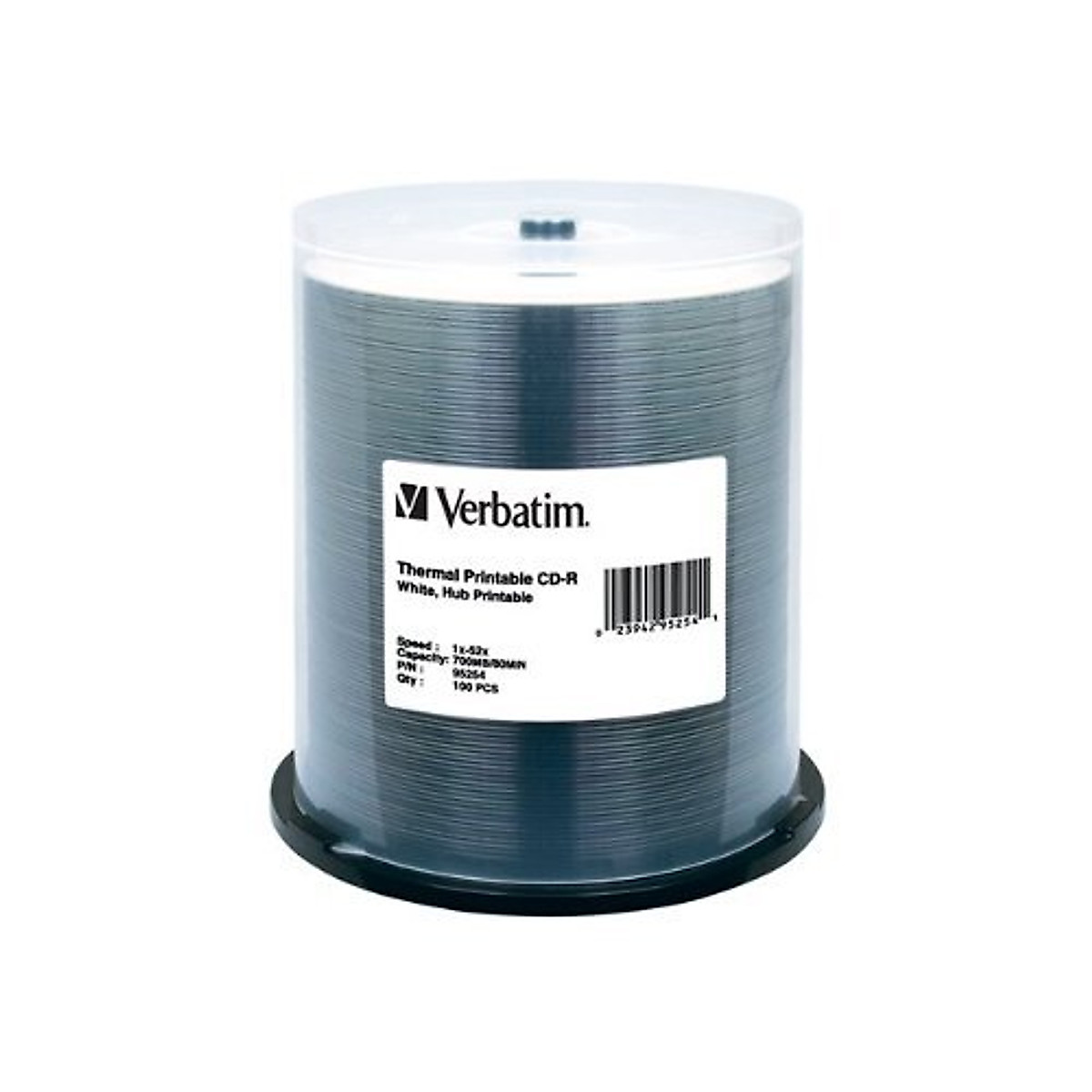 Verbatim 95254 100 x CD-R ( 80min ) 52x - white - thermal transfer printable surface, printable inner hub - spindle