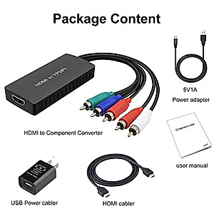 LVY HDMI to Component Converter Adapter, Support 1080P HDMI to YPbPr Converter Compatible DVD, VCD, PS3/PS4, Xbox, Wii to New HD TV/ Monitor/ Projecto