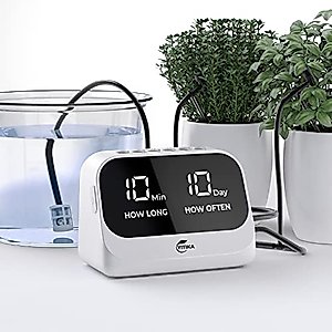 Automatic Watering System for Potted Plants, Plant Waterer, DIY Drip Irrigation Kit with Smart Timer, Waterproof LED Display & Large Capacity Battery, Precise Distribution of Water, White