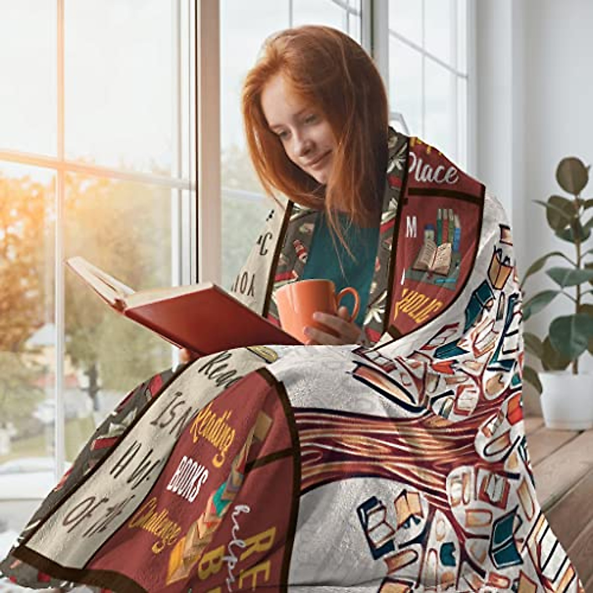 Fiwbnasz Book Lovers Blanket Gift, Book Reading Librarian Gifts Throw Blanket 50"x60", Book Club Gifts for Reading Lover Bookish, Book Lover Birthday Christmas Graduation Blanket Gift