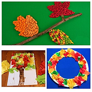 Exquiss 1600 Pcs Autumn Leaf Colors Fall Colors Fall Foliage Tissue Paper Squares 2 x 2 Inch for Leaf Suncatcher Craft Scrunch Art Tree Craft Leaf Art Paper Rolling DIY Craft