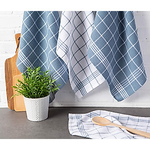 DII Waffle Weave Kitchen Collection, 100% Cotton, Kitchen Set, Blue 8 Piece