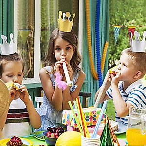 ELakiss 11PCS Birthday Party Cone Hats - Pom Poms,Lovely Cake Cone Birthday Paper Hats,Lovely Crown,For Children and Adults (9 hats and 2 crowns)