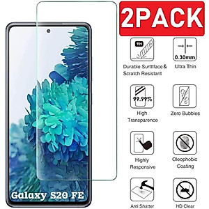 KIOMY Galaxy S20 FE 5G Clear Case & 2 HD Tempered Glass Protectors - Anti-Yellow Hard PC & Soft TPU Shockproof Bumper