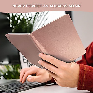 Taja Address Book with Alphabetical Tabs,Hardcover Address Book Large Print for Record Contacts, Small Address Book to Store All Your Important Informations In One Place - Rose Gold