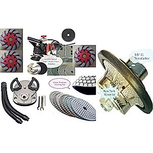 Wet Triad Planetary Polisher Floor Polish Machine 48 Polishing Pad Buffer 3 Grinding Cup Wheel 3/16" Diamond Demi Bullnose Router Bit shaping wheel for stone concrete granite marble ceramic