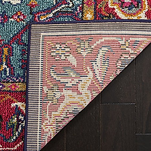 SAFAVIEH Monaco Collection Area Rug - 5'1" x 7'7", Red & Turquoise, Boho Oriental Medallion Design, Non-Shedding & Easy Care, Ideal for High Traffic Areas in Living Room, Bedroom (MNC207C)