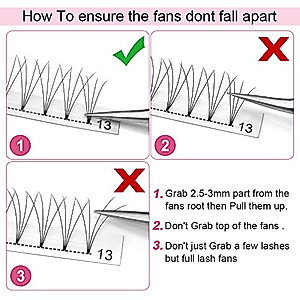 Premade Fans Eyelash Extensions 4D 6D 8D Short Stem Premade Volume Eyelash Extensions .07 .10 C D Curl Pre made Lash Fans 9 to 20 mm Volume Lash Extensions (4D-D-0.10,13mm)