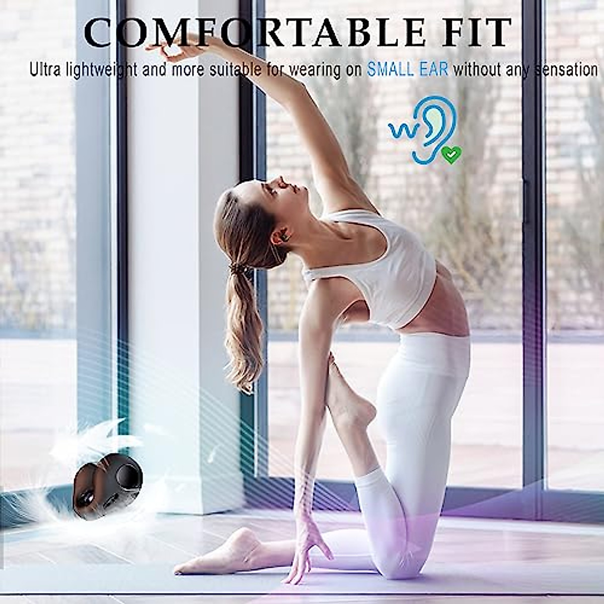 Mudtun Bone Conduction Earbuds for Small Ear Canals Open Ear Headphones Wireless Bluetooth IPX5 Waterproof Mini Light-Weight Workout Cycling Running Headphones with Charging Case Purple