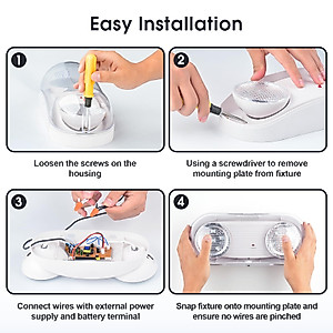 Outdoor Emergency Light with Battery Backup, Exterior Emergency Exit Lights Hardwired, Wet Location LED Egress Lights, Waterproof Commercial Emergency Lighting Fixture, 120-347V, UL Listed(2 Pack)