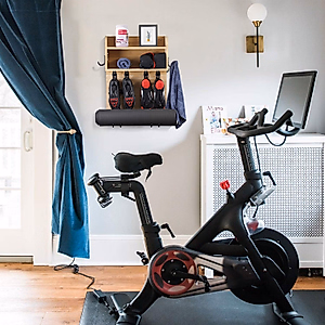 Multi-functional Home Gym Wall Mount Rack Shelf Organizer for Towel, Yoga Mat, Exercising Bike Shoes, Exercise Bands and So on - Ideal Accessories for Peloton, NordicTrack, and Echelon