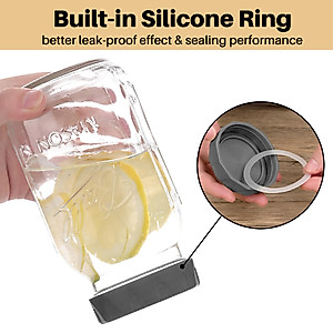 24 Pack Plastic Mason Jar Lids 12 Wide Mouth & 12 Regular Mouth with Sealing Rings Mason Jar Lids Fits Ball, Kerr & More Plastic Lids for Mason Jars Grey