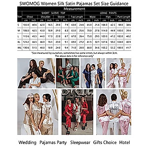 SWOMOG Silk Pajama Set for Womens Solid Satin Loungewear Short Sleeve Pj Set Button Down 2 Pcs Nightwear with Pants with Pockets Champagne