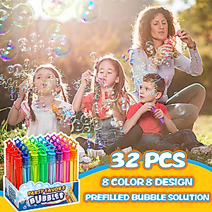 32 Pcs 8 Colors Neon Bubbles Party Favors For Kids, Mini Star Bubble Wand Bulk In Gift Box as Goody Bags Stuffer, Classroom Giveaways, Carnival Prizes Toy, Birthday Treats, Party Supplies For Toddlers