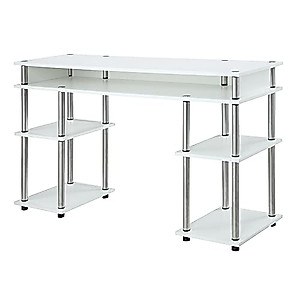 Convenience Concepts Designs2Go No Tools Student Shelves Desk, 47.25(L) x 15.75(W) x 30"(H), White