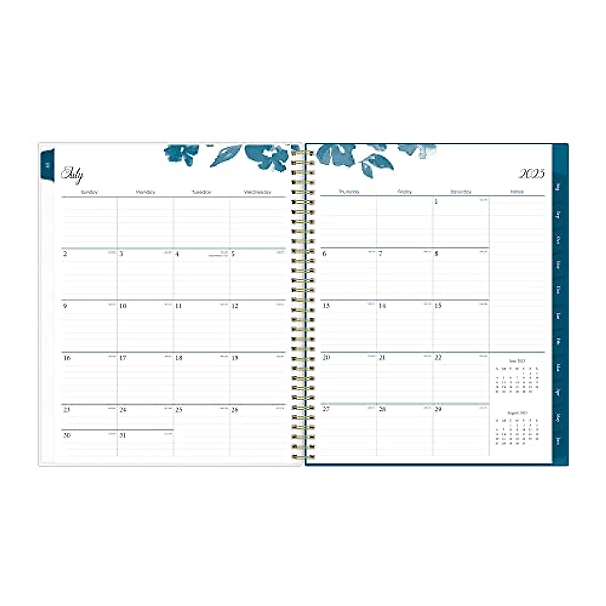 Blue Sky 2023-2024 Academic Year Weekly and Monthly Planner, 8.5" x 11", Frosted Flexible Cover, Wirebound, Bakah Blue (131951-A24)