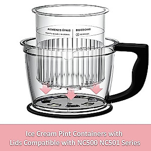 Benewid Creami Pints and Lids - 4 pack, Containers Replacement for Ninja Kitchen Ice Cream Makers NC500 NC501 Deluxe Series, Pint Ice Cream Containers, BPA-Free Dishwasher Food Storage Containers