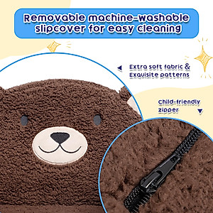 ALIMORDEN Toddler Couch Ultra-Soft Snuggle Chair, Comfy Sherpa Foam Filled Lovely Bear Sofa, Kids Cozy Corner Play Couch for Boys and Girls, Chocolate