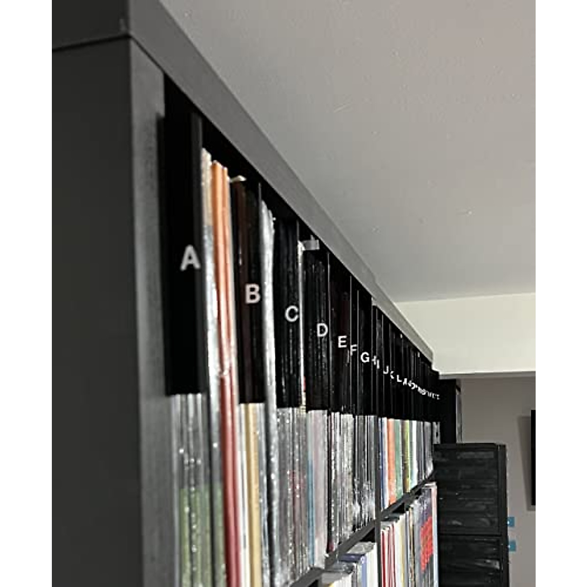 Acrylic DIY Kit [Do-it-Yourself] A to Z Piano Black High Gloss Premium 2mm LP Vinyl Record Dividers [12-inch Tabbed Glossy 12in. Album Organizers A-Z Heavy Duty Professional 33 RPM