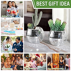 Jinei Disco Ball Flower Vase Mirror Disco Ball Glass Vase Disco Ball Planter Candle Holder Glass Vase Bulk for Wedding Centerpieces Bedroom Kitchen Office Decoration Birthday(3" x 4", 12 Pcs)