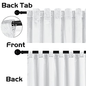SNITIE White 84 in Long Velvet Curtains with Back Tab and Rod Pocket Thermal Insulated Soft Privacy Light Filtering Velvet Drapes for Bedroom and Living Room, Set of 2 Panels, 52 x 84 Inches Long