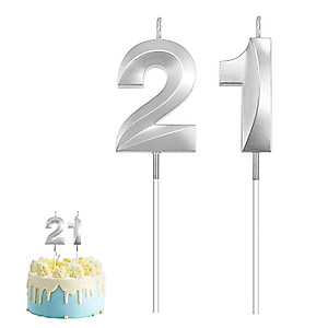 21st Birthday Candle Number 21st Candle Silver Number Candles for 21st Birthday Decorations for Girls 21st Birthday Decorations 21st Birthday Candle 21st Candle Birthday Girl Silver Birthday Candle