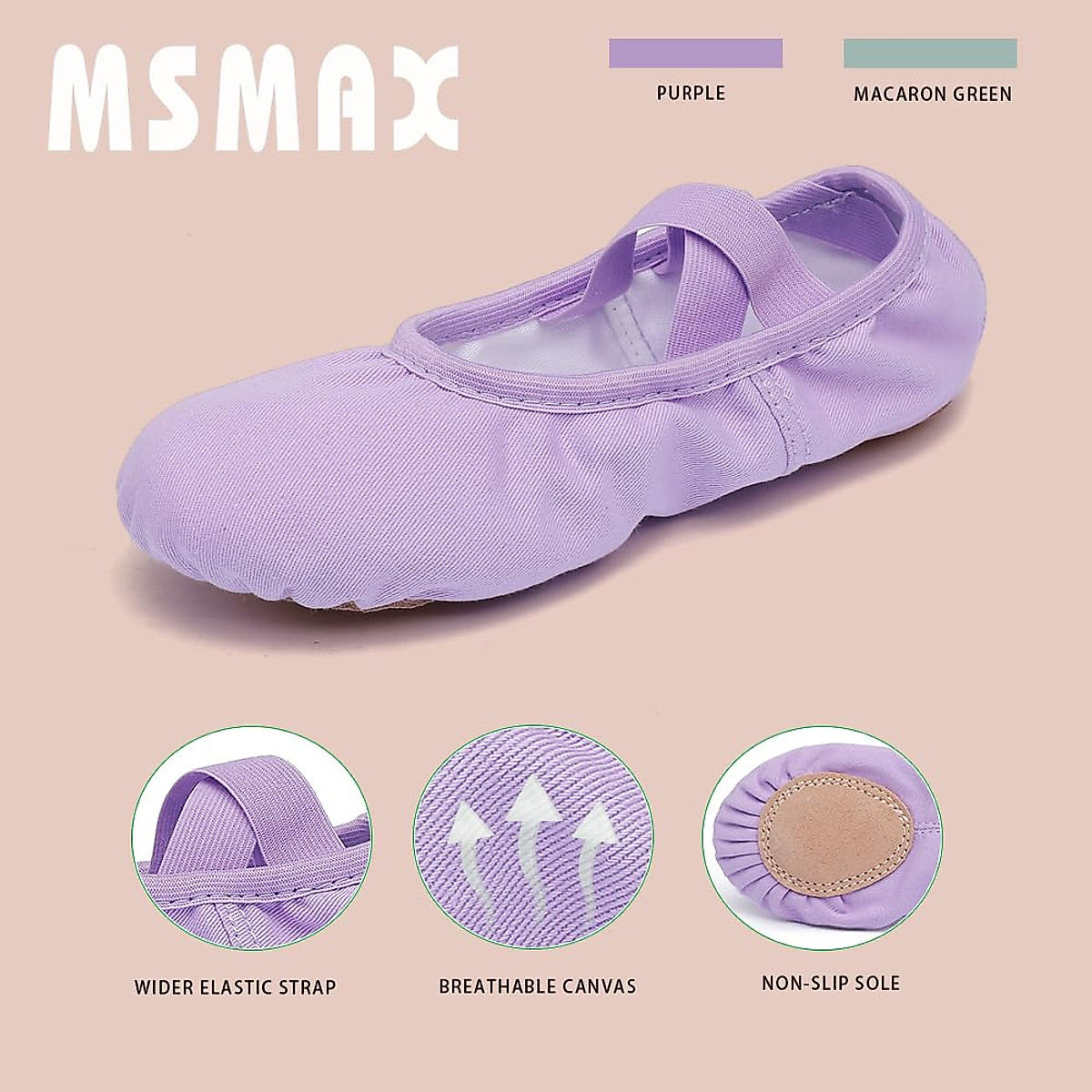 Ballet Shoes for Girls Toddler Lyrical Shoes Split Sole Turners Dance Shoes Purple 9 M US Women