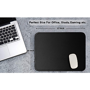 Large Mouse Pad 12x10 with Non-Slip Rubber Base, Premium-Textured & Waterproof Mousepad with Stitched Edges, Mouse Gaming Mat for Computers, Laptop, Office & Home, Black, Soft.