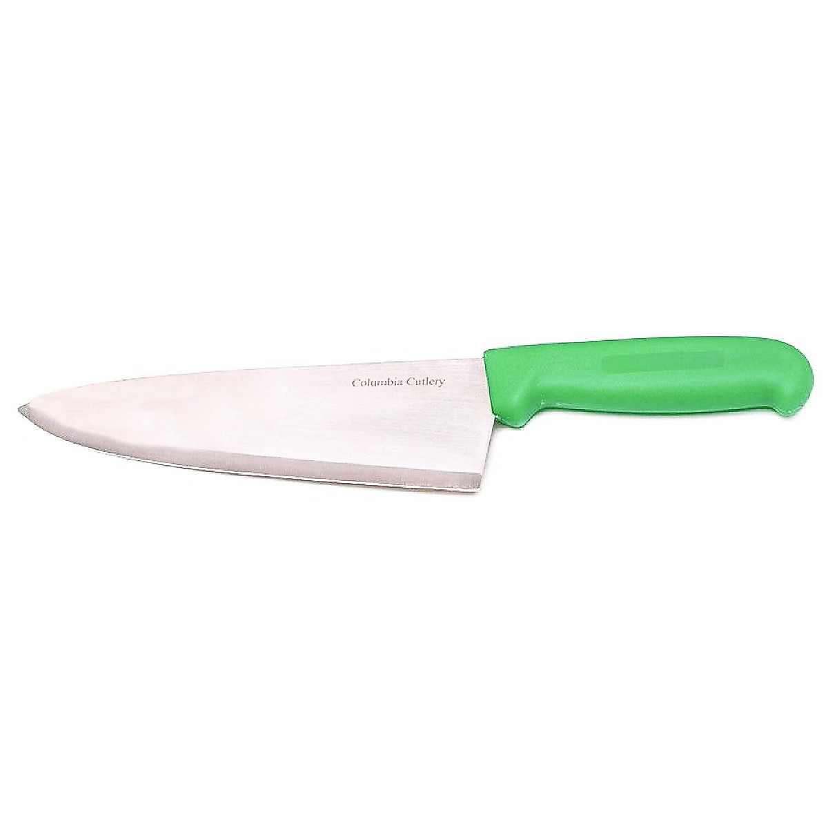 Columbia Cutlery 8 in. Commercial Chef Cook Knife - Green Fibrox Handle - Razor Sharp and Dishwasher Friendly (8 in. Green Chef)