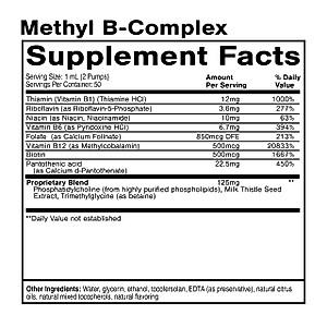 Quicksilver Scientific Methyl B Complex - Liquid Vitamin with Superior Liposomal Absorption of Vitamin B12, Folate, Vitamin B6, Riboflavin, Biotin, Pantothenic Acid, Vitamin B1, Niacin (50 ml)