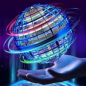 Flying Orb Ball Toy 2023 Upgraded, Hover Orb Ball with Lights, Hand Controlled Flying Spinner Mini Drone Ball, Magic Boomerang Ball Drone, Cool Toys Birthday Gift for Kids Adults Indoor Outdoor (Blue)