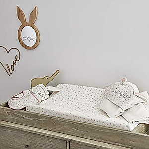 ED Ellen DeGeneres Cotton Tail - Soft Plush Velboa Multi Colored Hearts & Dots Changing Pad Cover, White, Rose, Aqua, Coral