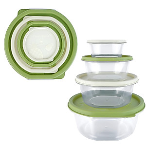 DIBALIYI Multi Size Food Storage Containers with Lids, Plastic Mixing Bowls, Kitchen Bowls Food Storage, Microwave Safe Stackable Lunch Containers, Clear Bowls Set Airtight