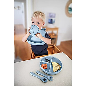 Baby Led Weaning - Silicone Baby Feeding Set - Baby Led Weaning Supplies - Baby Led Weaning Utensils - Silicone Plates For Baby - Silicone Bibs for Babies - 6 Month Old Baby Essentials - Baby Products