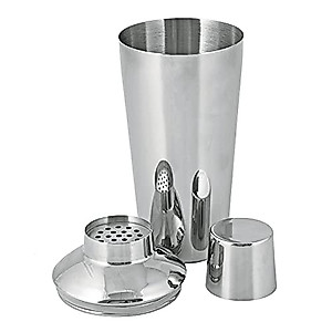 True Retro Cocktail Shaker, Stainless Steel with Strainer and Jigger for Bartending, Bar Accessories, Bartender Set, Perfect for Margarita and Liquor Drinks, 34 oz, Silver