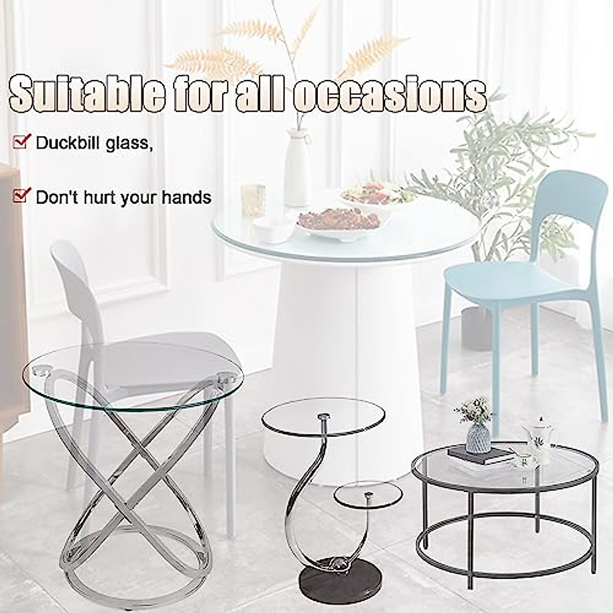 SNWGPLY Round Glass Table Top for Round Wood Table Top, Round Dining Table, Round Marble Table Top for Dining Table, Coffee Table, Restaurant Table Superb Load-Bearing Capacity